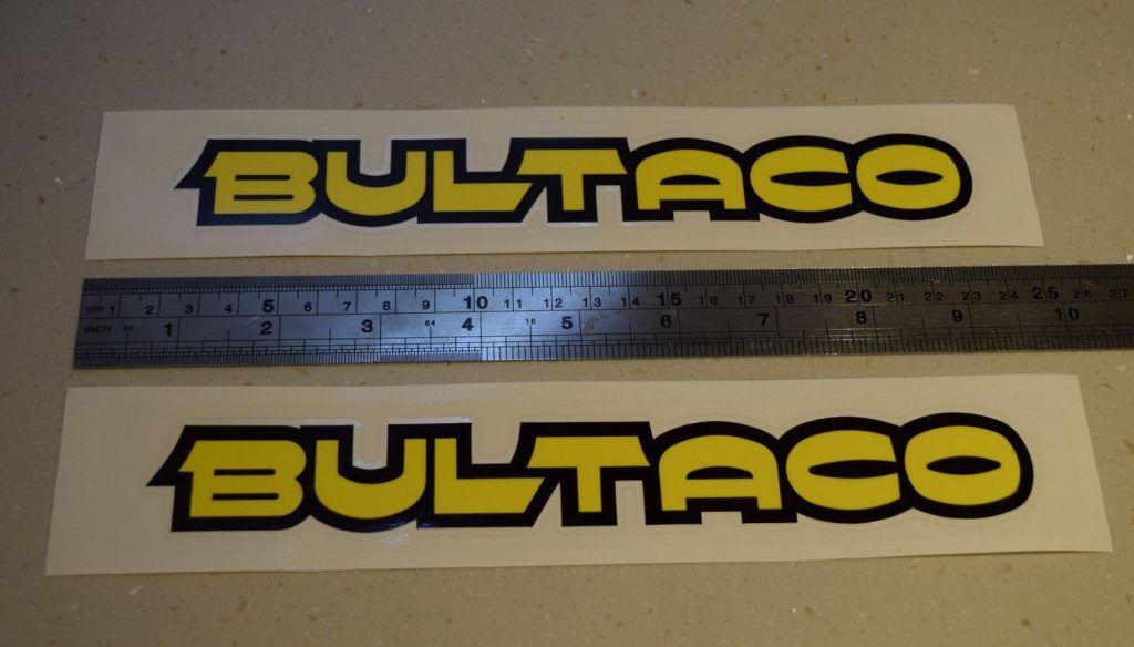 Bultaco domed tank stickers with long Bultaco stickers ~ design 5 ...