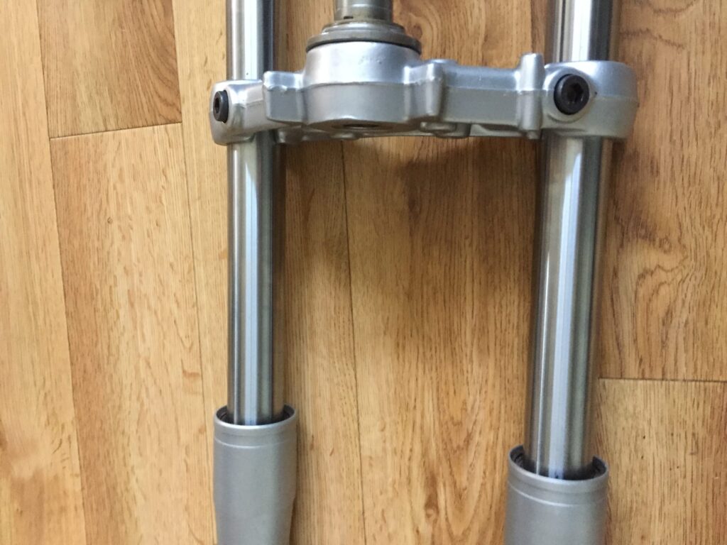 Used 35mm Marzocchi forks with yokes – vapour blasted – Classic ...