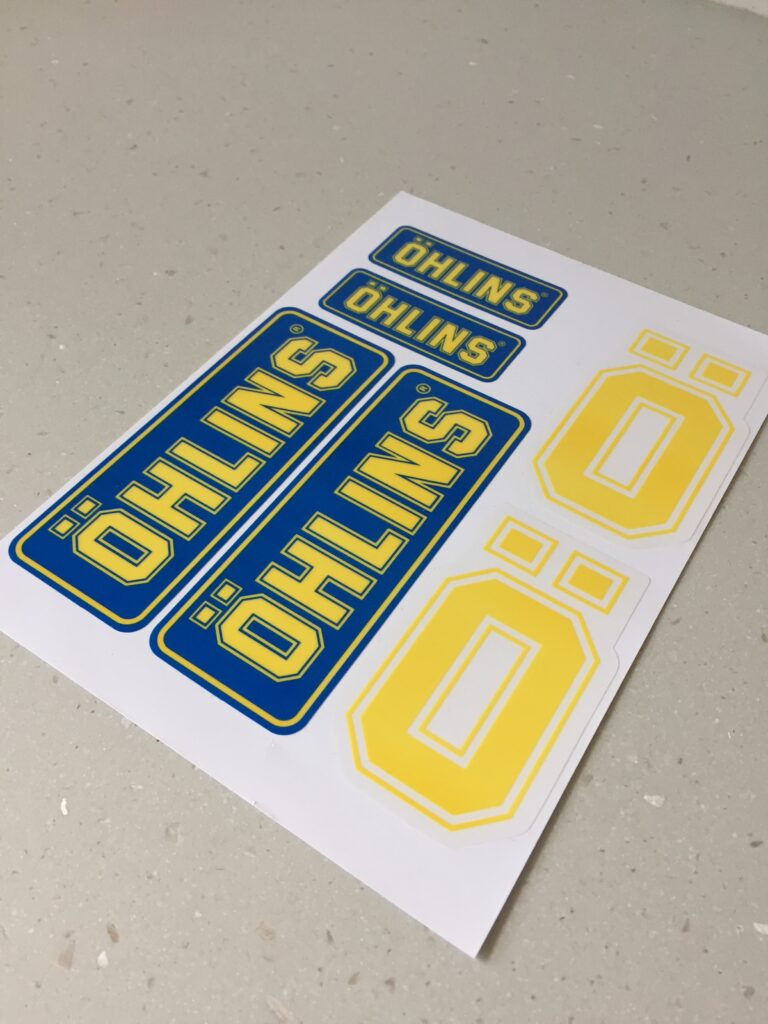 Ohlins decal set – yellow and blue on clear – Classic & Vintage ...