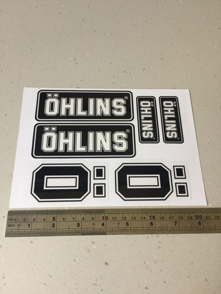 Ohlins decal set – black on clear – Classic & Vintage Suspension ...